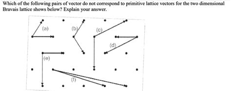 Solved Which Of The Following Pairs Of Vector Do Not Correspond To Primitive Lattice Vectors
