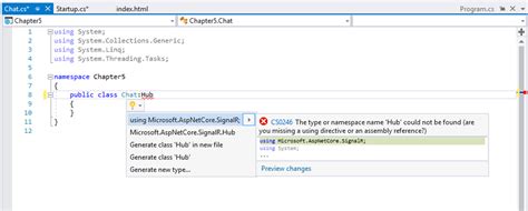 SignalR Hub Subclass C And NET Core Blueprints Book