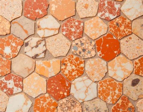 Hexagonal Breccia Pernice Marble Mosaic With Angular Fragments In Terracotta Tones Ideal For