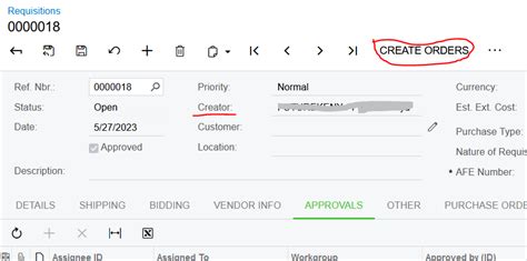 restrict requisition creator from creating order community