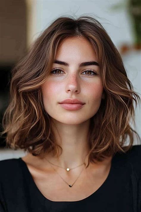37 Trendy Shoulder Length Bob Hairstyles Wavy Brunette Bob With