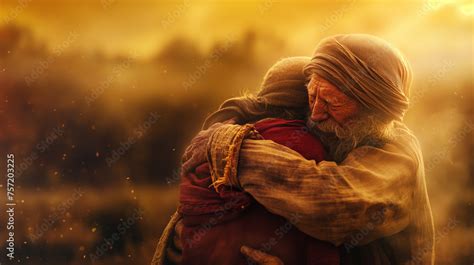The Story Of The Prodigal Son Depicted With The Father Embracing His