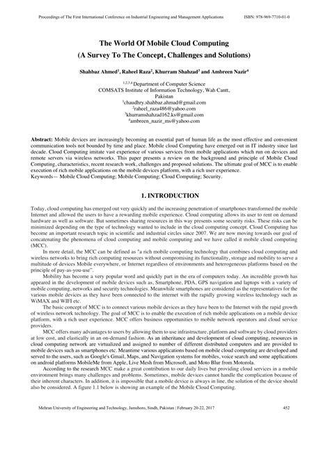 PDF The World Of Mobile Cloud Computing A Survey To The Concept Challenges And Solutions