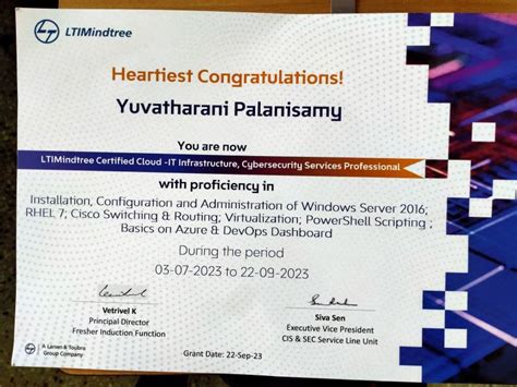 yuvatharani palanisamy on linkedin certificationachievement