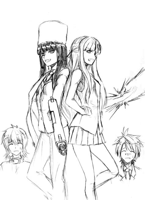 Safebooru 2girls Alucard Hellsing Androgynous Bangs Bare Shoulders