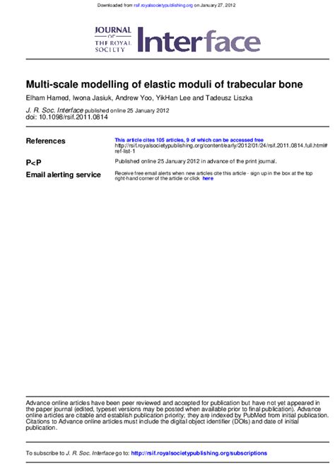 Pdf Multi Scale Modelling Of Elastic Moduli Of Trabecular Bone