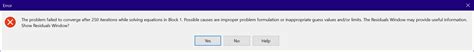 Problem Failed To Converge
