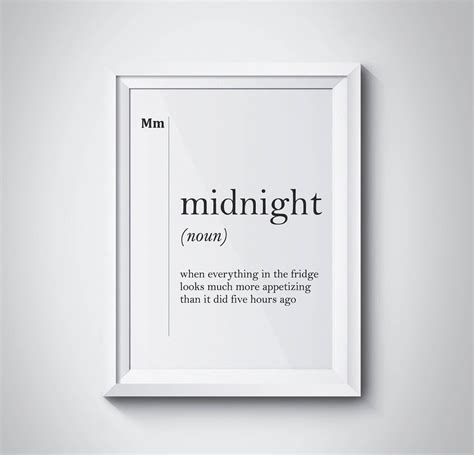 Midnight Print Funny Kitchen Art Kitchen Wall Art Midnight Definition Funny Definition Print