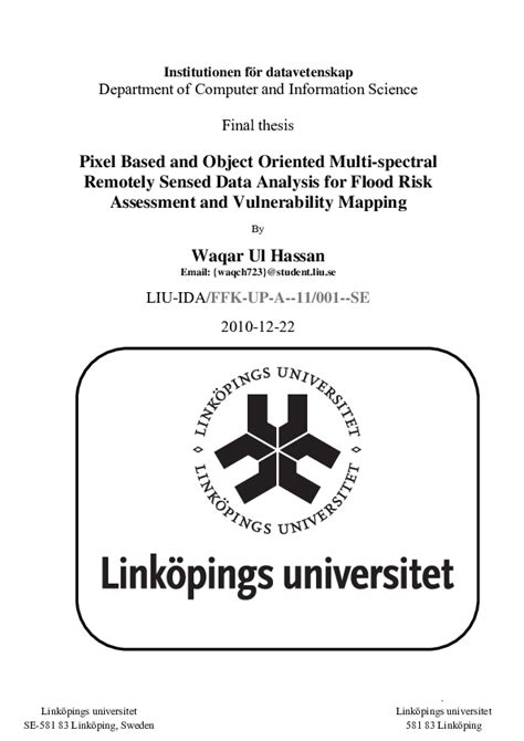 Pdf Pixel Based And Object Oriented Multi Spectral Remotely Sensed Data Analysis For Flood