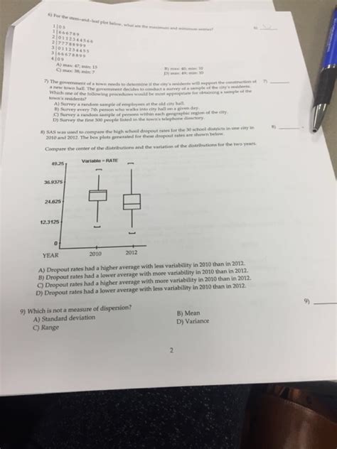 Solved For The Stem And Leaf Plot Below What Are The