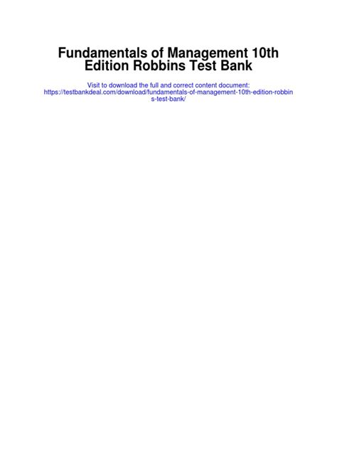 fundamentals of management 10th edition robbins test bank pdf