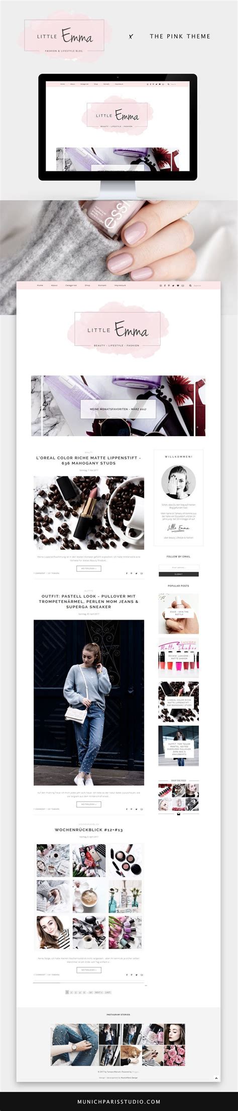 Responsive Wordpress Theme The Pink Feminine Blog Design Beauty Wordpress Theme Wordpress