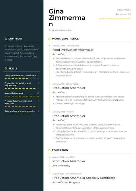 10 Production Assembler Resume Examples That Work