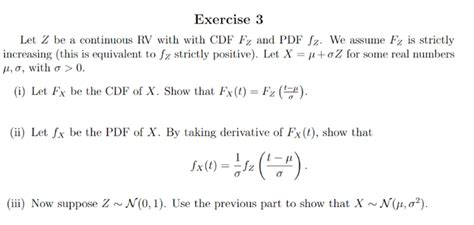 solved let z be a continuous rv with with cdf fz and pdf fz