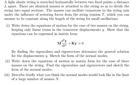 Solved A Light Elastic String Is Stretched Horizontally Chegg