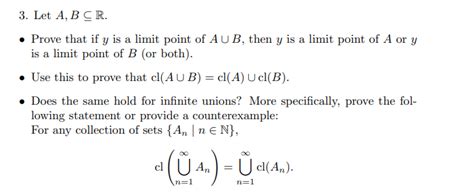 solved 3 let a b⊆r prove that if y is a limit point of