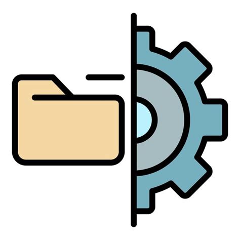 premium vector folder and gear icon outline folder and gear vector