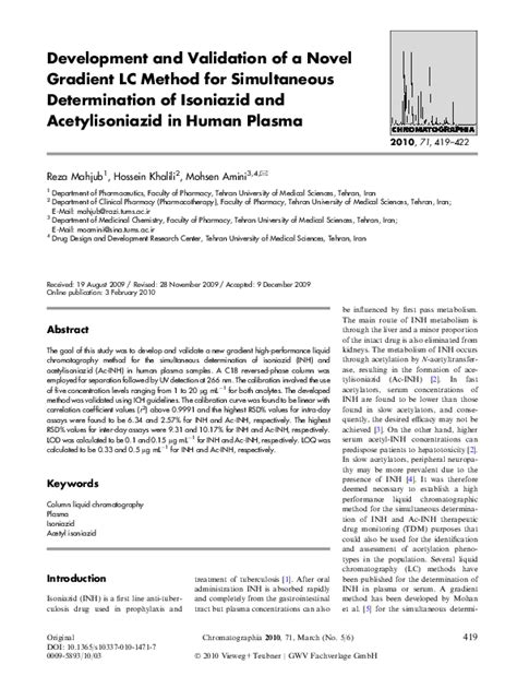 Pdf Development And Validation Of A Novel Gradient Lc Method For Simultaneous Determination Of