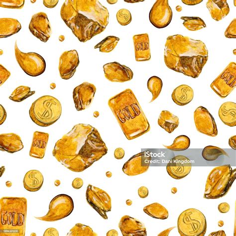 수채화 패턴 순금 주괴와 귀금속을 흰색 배경에 두어 럭셔리 디자인으로 꾸며줍니다 1에 대한 스톡 벡터 아트 및 기타 이미지 1 고급 귀한 보석 Istock