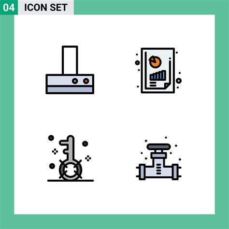 Set Of 4 Modern Ui Icons Symbols Signs For Extractor Media Business Productivity Report Graph