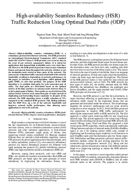 Pdf High Availability Seamless Redundancy Hsr Traffic Reduction