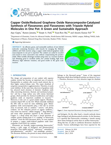 Pdf Copper Oxidereduced Graphene Oxide Nanocomposite Catalyzed