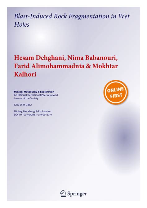Pdf Blast Induced Rock Fragmentation In Wet Holes