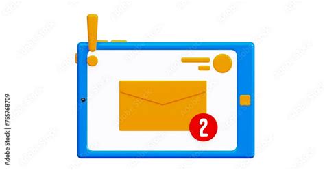 3d Animation Tablet Icon With New Message Icon On Display Online Correspondence By E Mail 4k