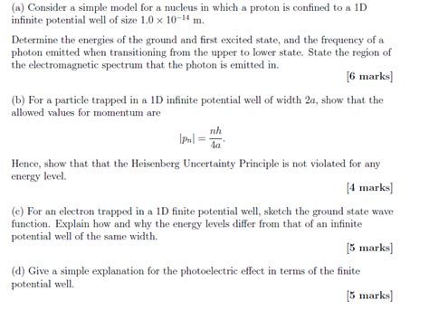 Solved A Consider A Simple Model For A Nucleus In Which A Chegg Com