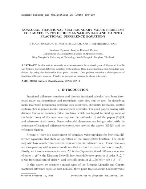Pdf Nonlocal Fractional Sum Boundary Value Problems For Mixed Types