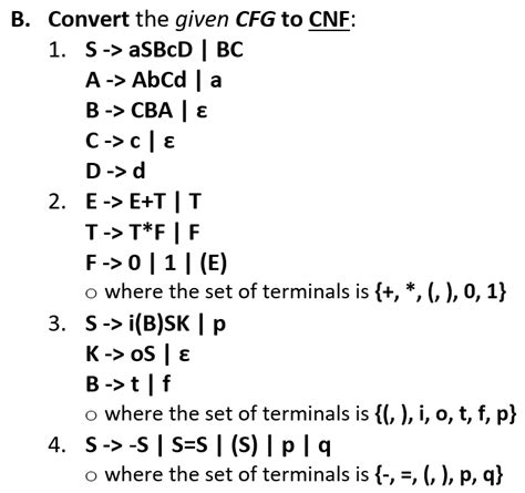 answered b convert the given cfg to cnf 1 s … bartleby
