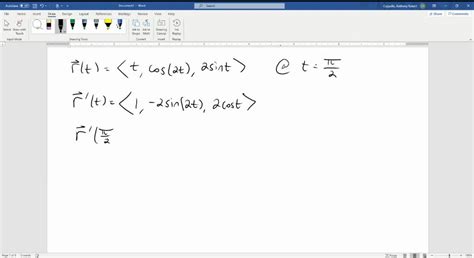 solved find a tangent vector at the given value of t for the following