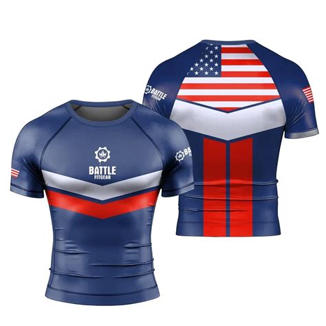 American Flag Short Sleeve Rash Guard Fourth Of July Fightwear