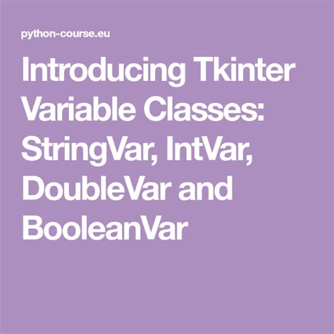 Introducing Tkinter Variable Classes StringVar IntVar DoubleVar And BooleanVar Variables