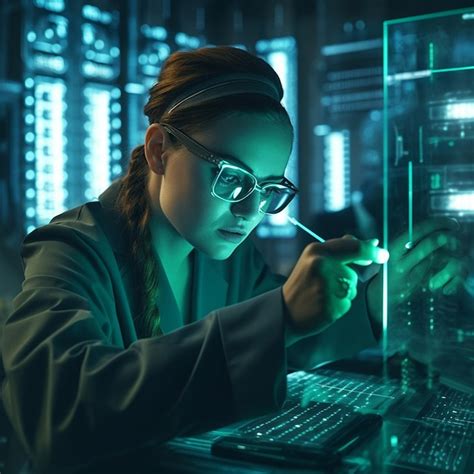 Premium Photo Research Scientist Using Artificial Intelligence Futuris Ai Generated Image