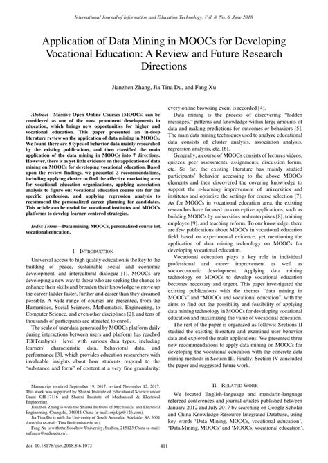Pdf Application Of Data Mining In Moocs For Developing Vocational Education A Review And