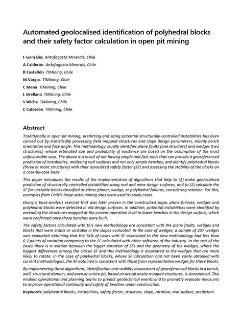 Automated Geolocalised Identification Of Polyhedral Blocks And Their