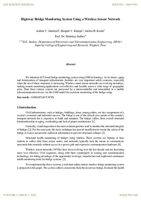 Pdf Highway Bridge Monitoring System Using A Wireless Sensor Network