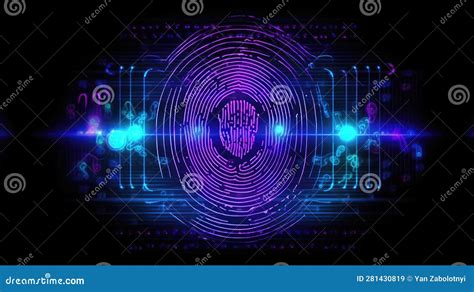 Biometric Authentication Fingerprint Scanning Trading Chart Background Blue Purple Generative