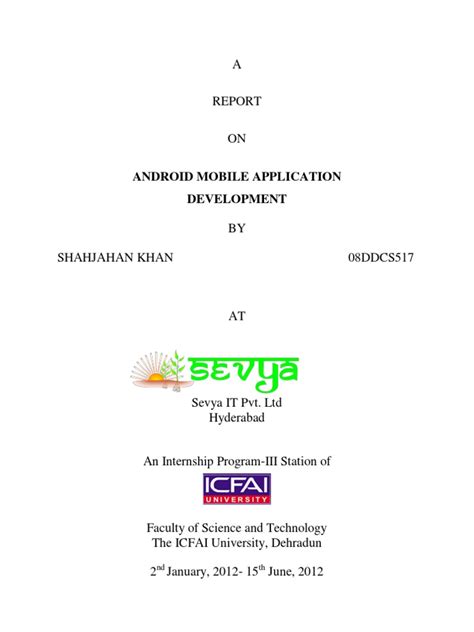 Report On Android Mobile Application Devlopment Pdf Eclipse