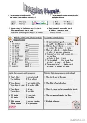 170 Irregular plurals English ESL worksheets pdf & doc - Worksheets Library