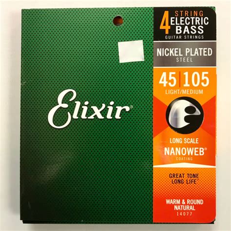 Elixir Nanoweb Electric Bass Strings 4 String Long Scale Light Medium 45 105