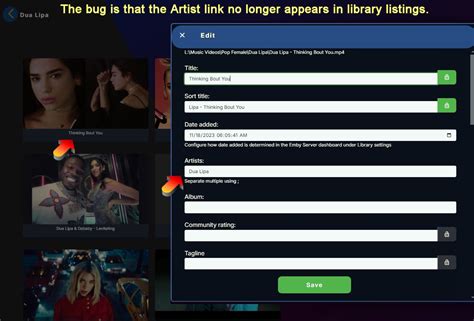 Music Video Library Artist Link No Longer Appears Under Song Name