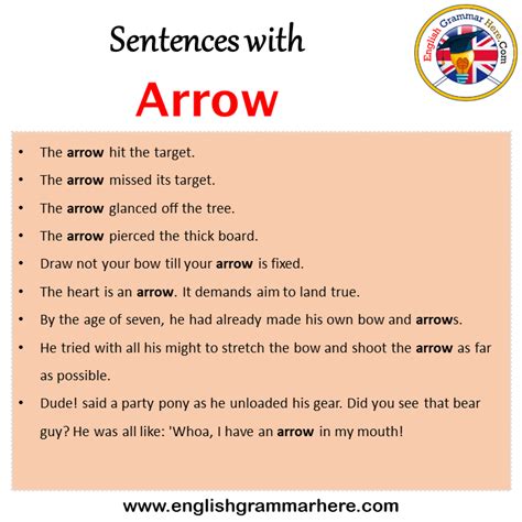sentences for arrow archives english grammar here