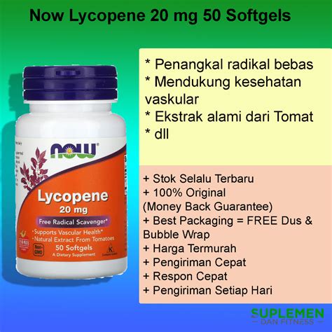 Now Lycopene 20mg 50 Softgels Natural Free Radical Antidote Supplement