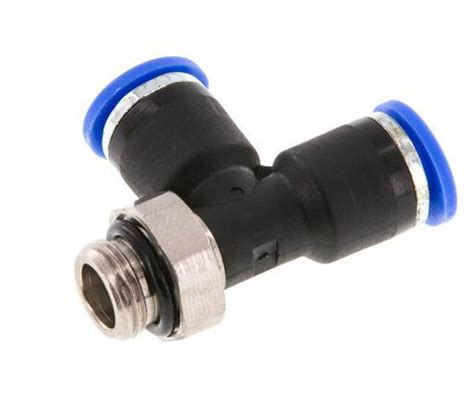 6mm X G18 Right Angle Tee Push In Fitting With Male Threads Brassp