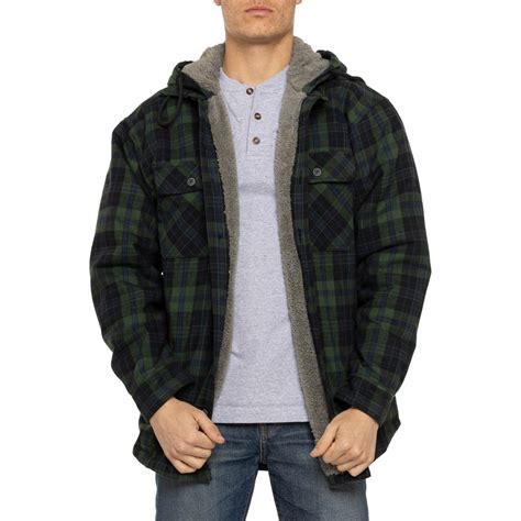 Smiths Workwear Sherpa Lined Flannel Hooded Shirt Jacket Save 40