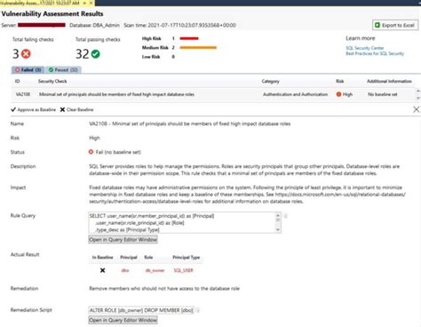 Database Security Testing Using Sql Server Vulnerability Assessments