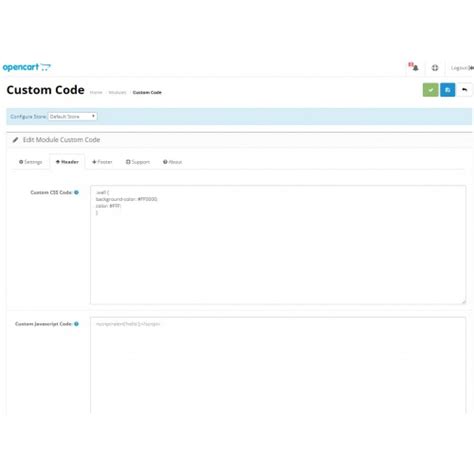 OpenCart Custom Code CSS Javascript Custom Code
