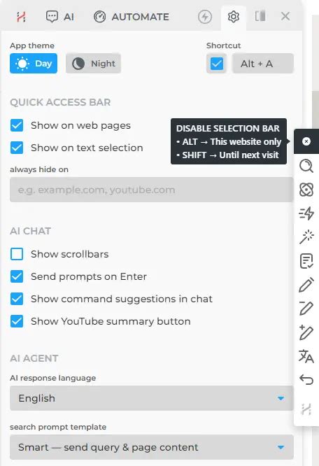 harpa ai quick access bar